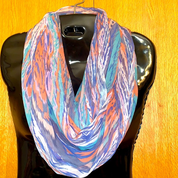 Accessories | Double Loop Sheer Chiffon Infinity Scarf Aqua Peach ...